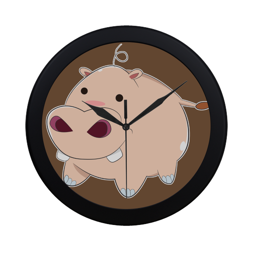 Happy Cartoon Baby Hippo Circular Plastic Wall clock | ID: D1623969