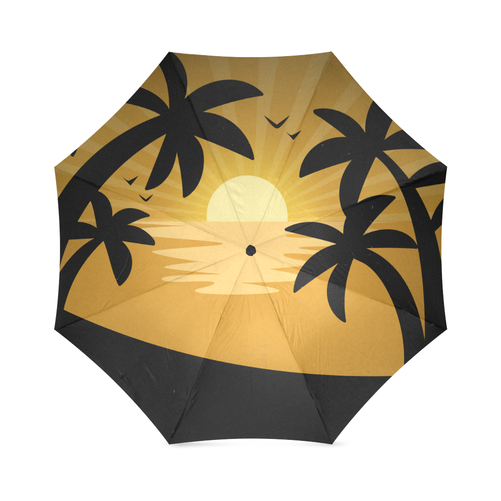 Tropical Sunset Palm Trees Summer Foldable Umbrella (Model U01) | ID ...