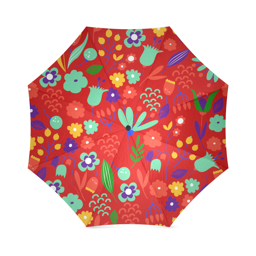 Cute Floral Pattern Foldable Umbrella (Model U01) | ID: D1631349