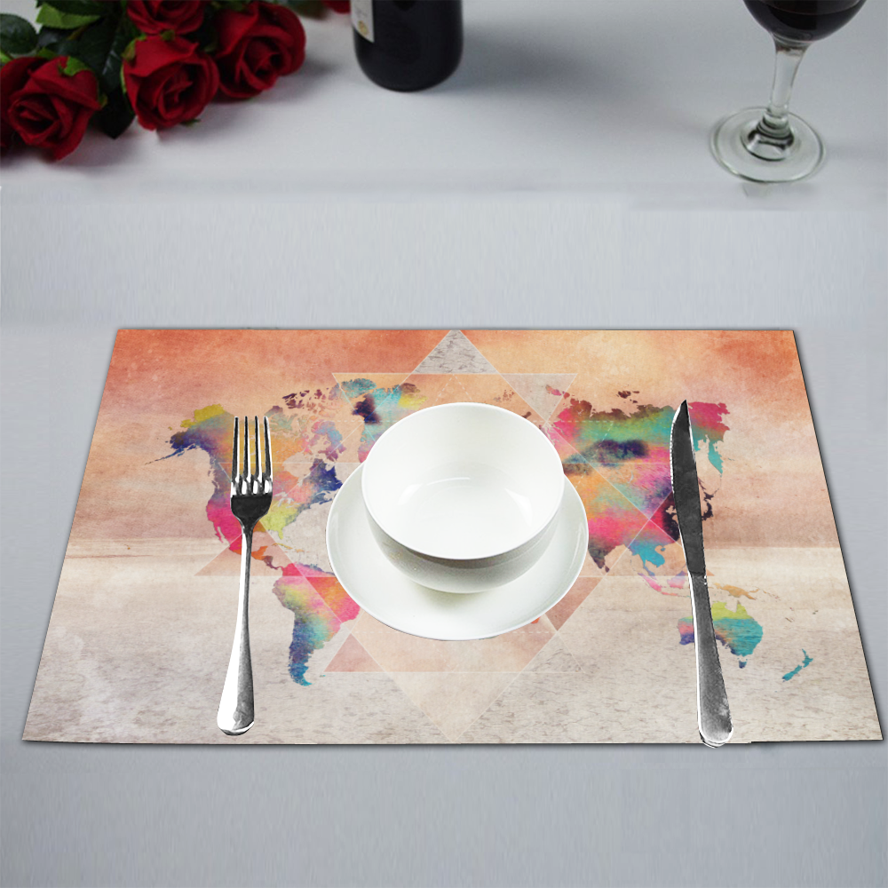 world map Placemat 12’’ x 18’’ (Set of 4) | ID: D1643824