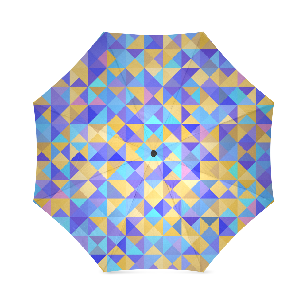 Blue Gold Abstract Geometric Pattern Foldable Umbrella (Model U01) | ID ...