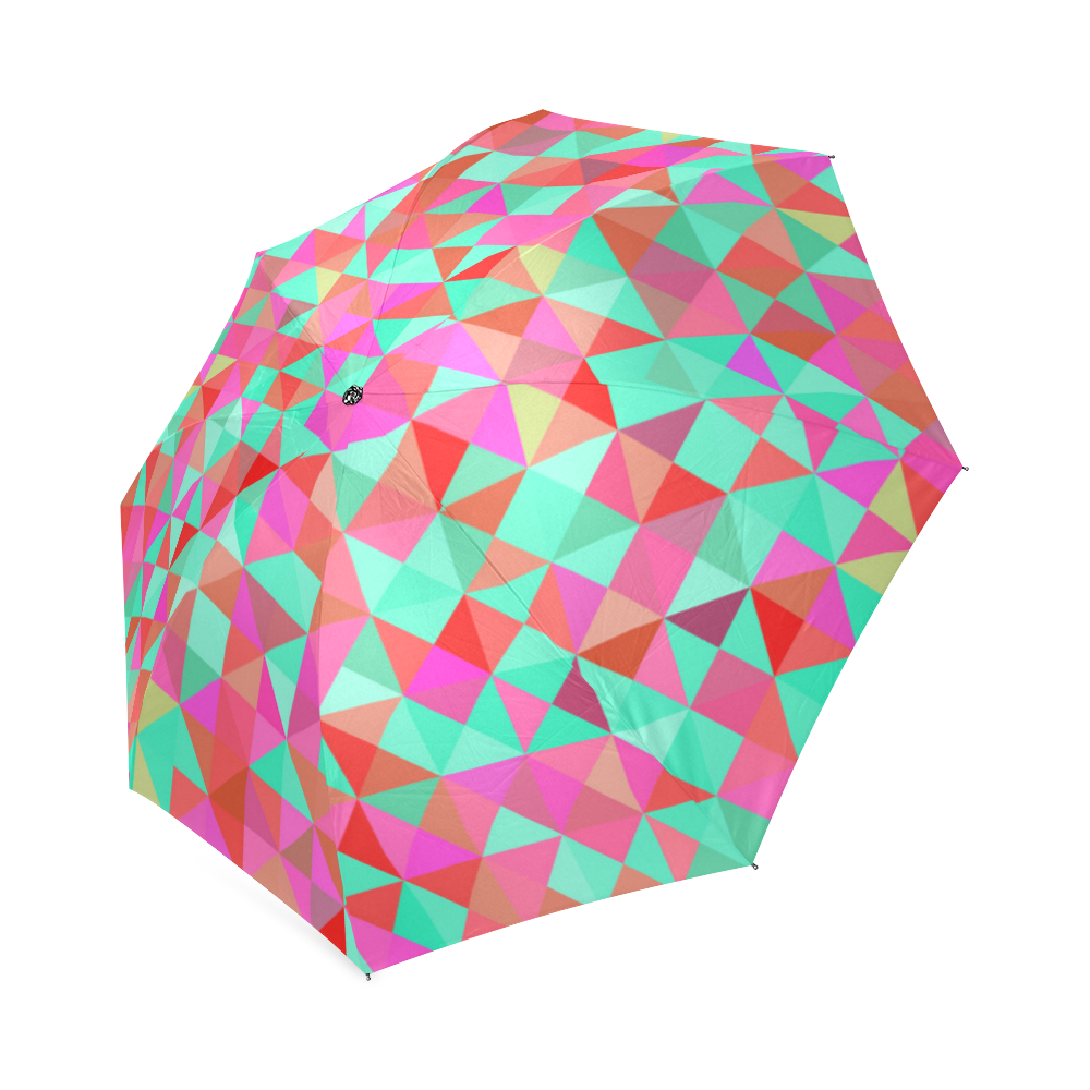 Pink Aqua Abstract Geometric Pattern Foldable Umbrella (Model U01) | ID ...