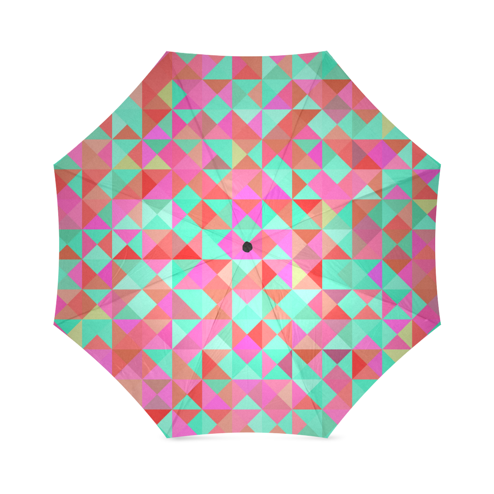 Pink Aqua Abstract Geometric Pattern Foldable Umbrella (Model U01) | ID ...