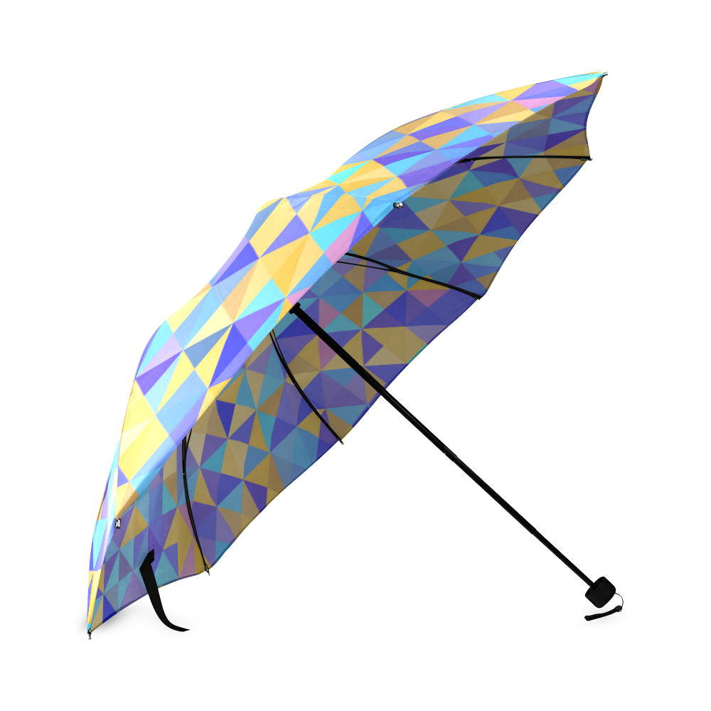 Blue Gold Abstract Geometric Pattern Foldable Umbrella (Model U01) | ID ...