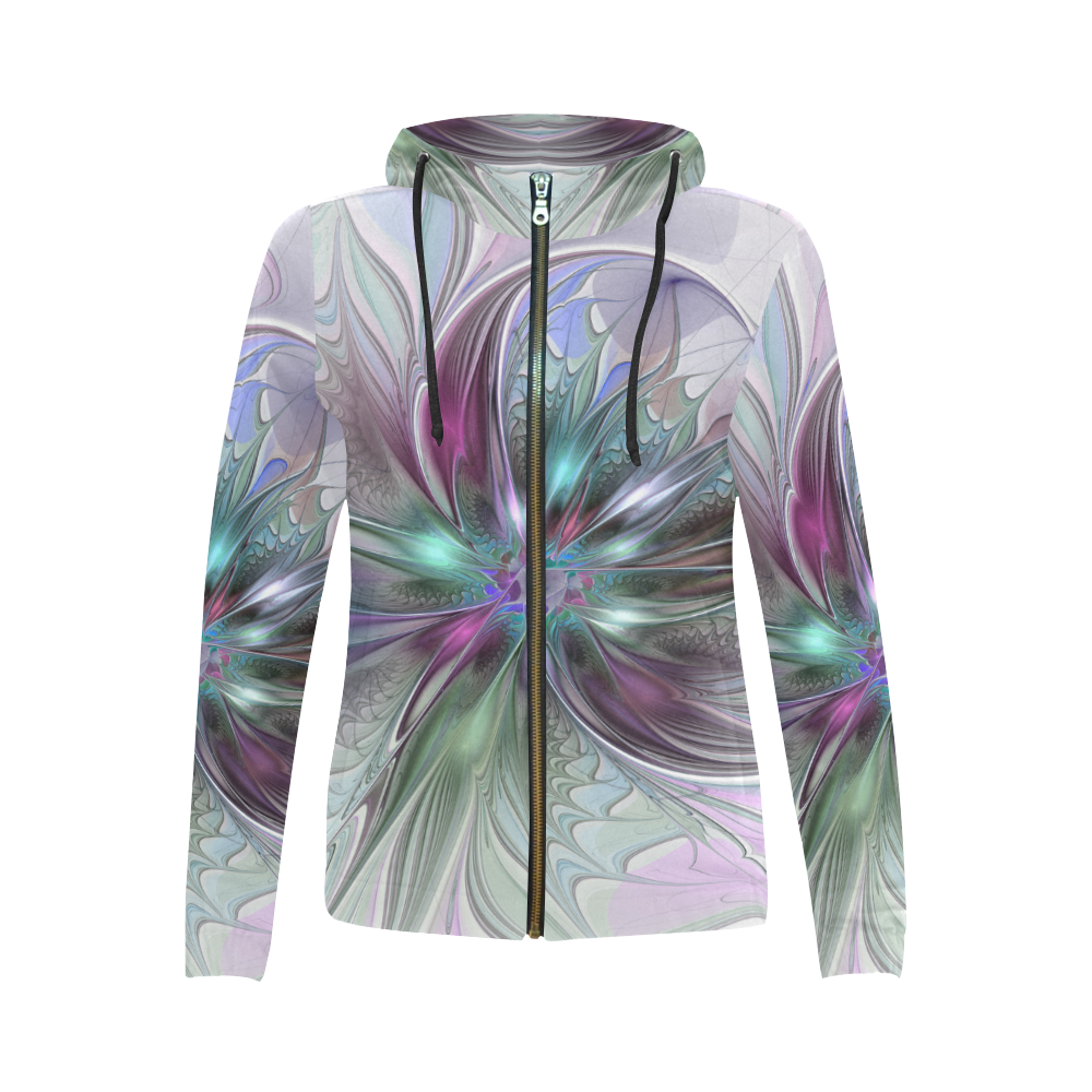 Colorful Fantasy Abstract Modern Fractal Flower All Over Print Full Zip ...