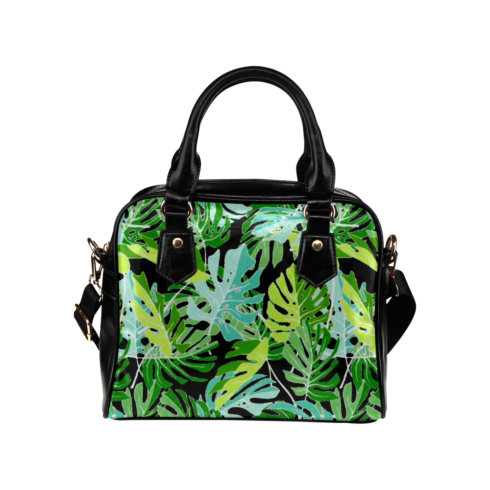 Tropical Leaves Floral Pattern Shoulder Handbag (Model 1634) | ID: D1677374