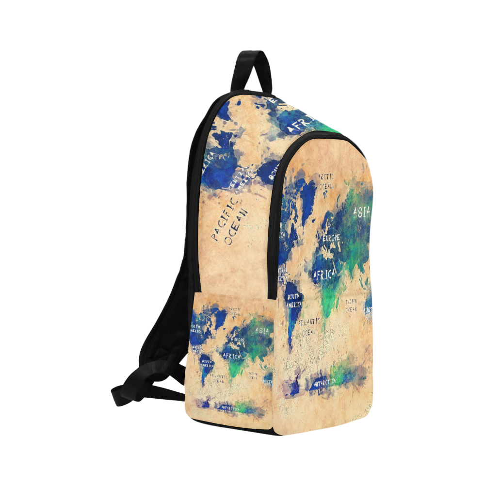 world map OCEANS and continents Fabric Backpack for Adult (Model 1659 ...