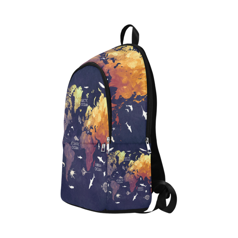 ocean world map Fabric Backpack for Adult (Model 1659) | ID: D1697075