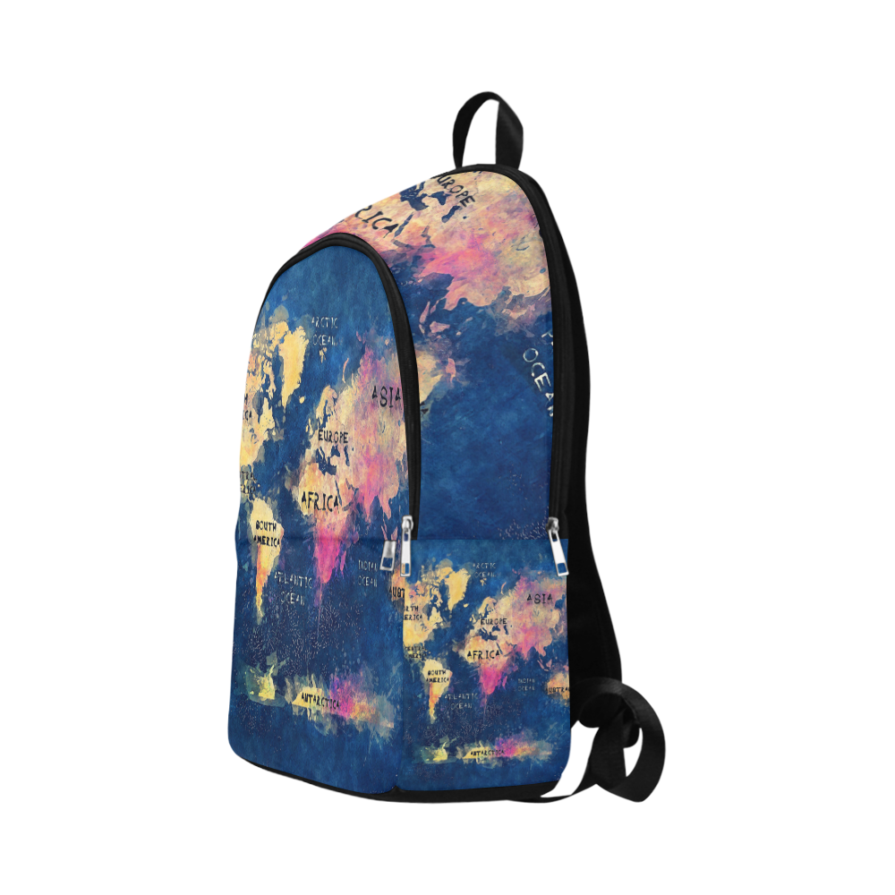 world map oceans and continents Fabric Backpack for Adult (Model 1659 ...