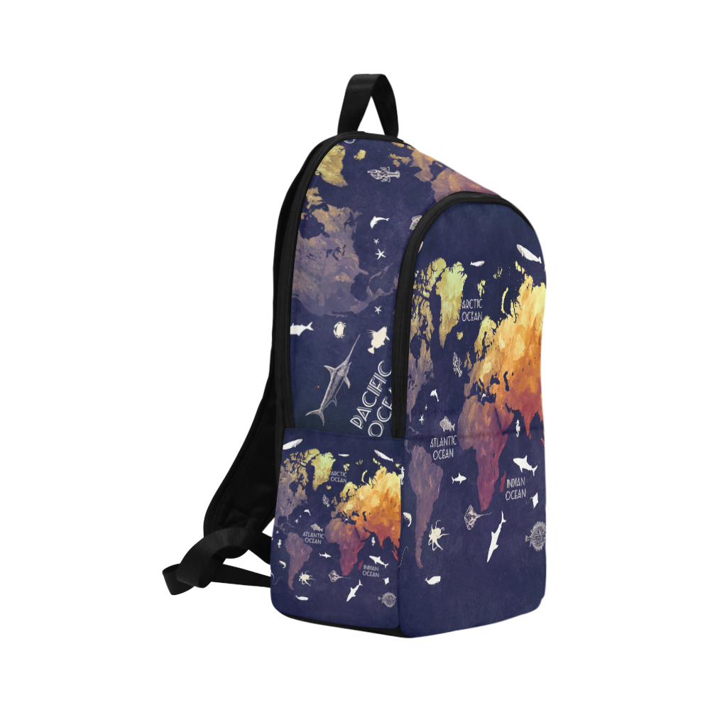 ocean world map Fabric Backpack for Adult (Model 1659) | ID: D1697075