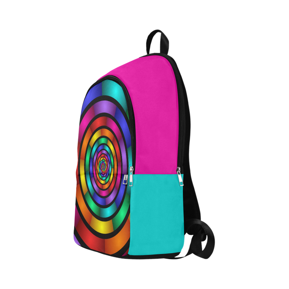 Round Psychedelic Colorful Modern Fractal Graphic Fabric Backpack for ...