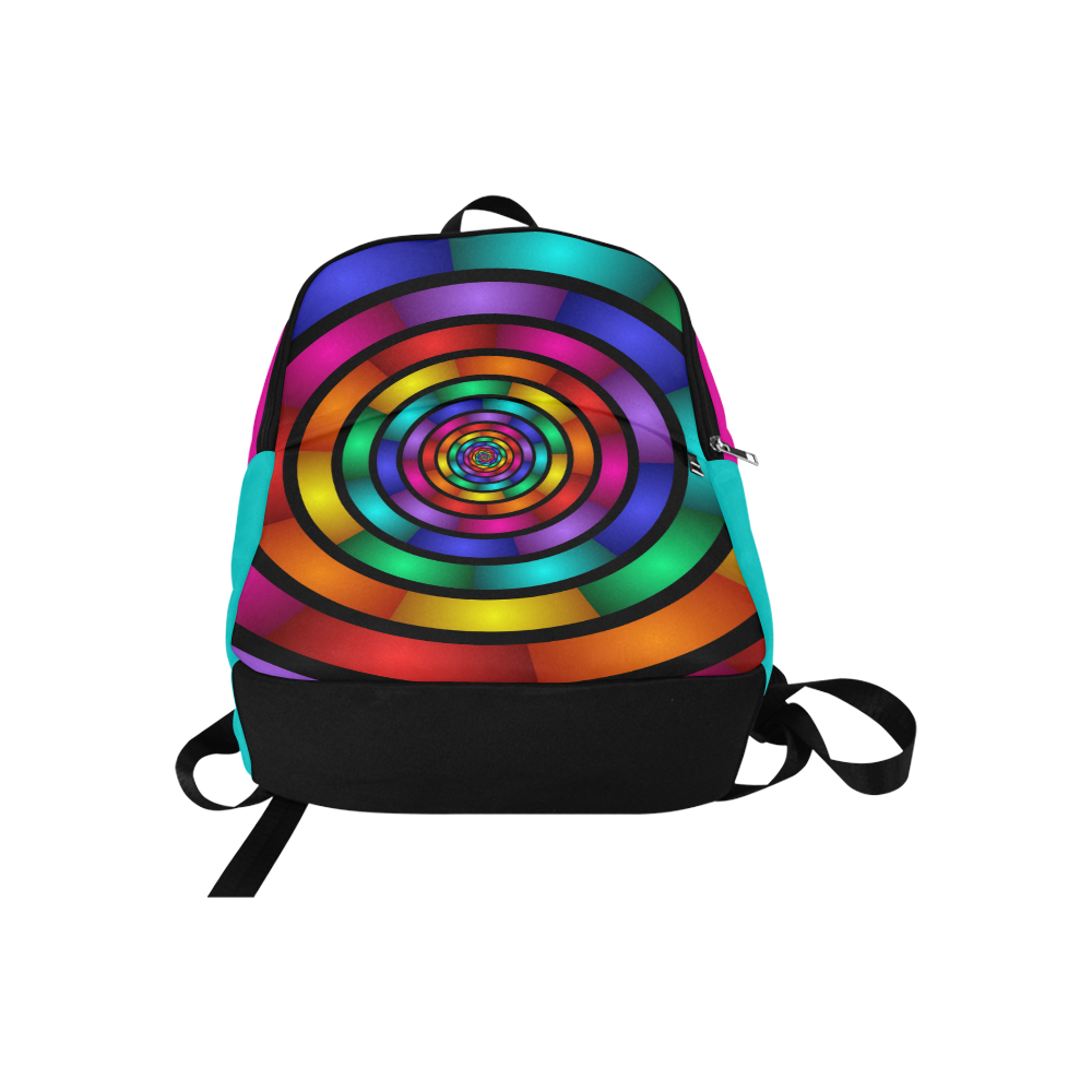 Round Psychedelic Colorful Modern Fractal Graphic Fabric Backpack for ...