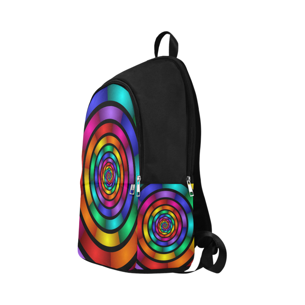 Round Psychedelic Colorful Modern Fractal Graphic Fabric Backpack for ...