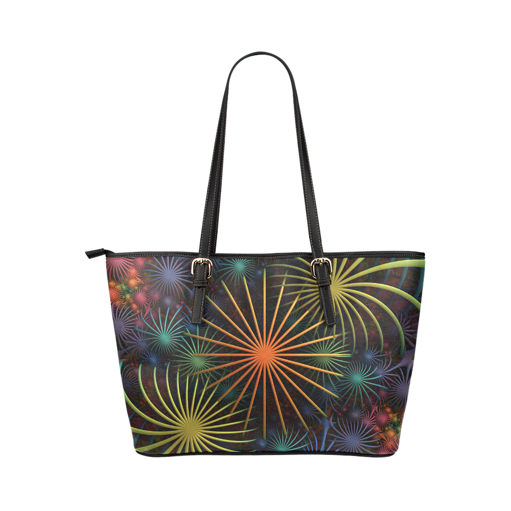 Fireworks Leather Tote Bag/Small (Model 1651) | ID: D1701284