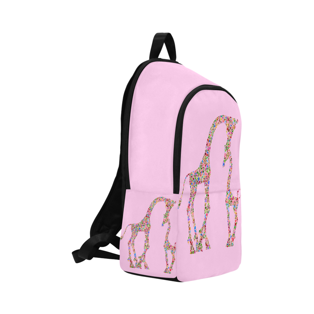 Mother And Baby Giraffe Light Pink Fabric Backpack for Adult (Model ...