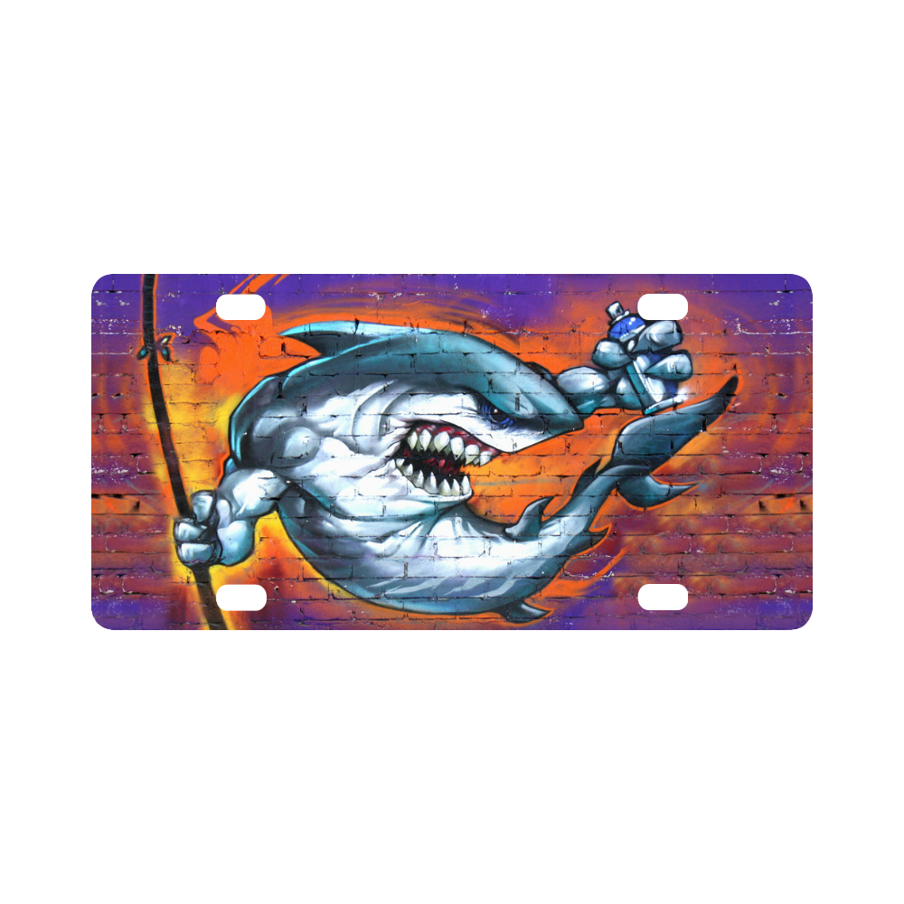 Graffiti Shark Brick Wall Classic License Plate | ID: D1701622