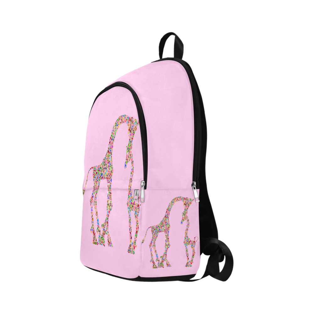 Mother And Baby Giraffe Light Pink Fabric Backpack for Adult (Model ...