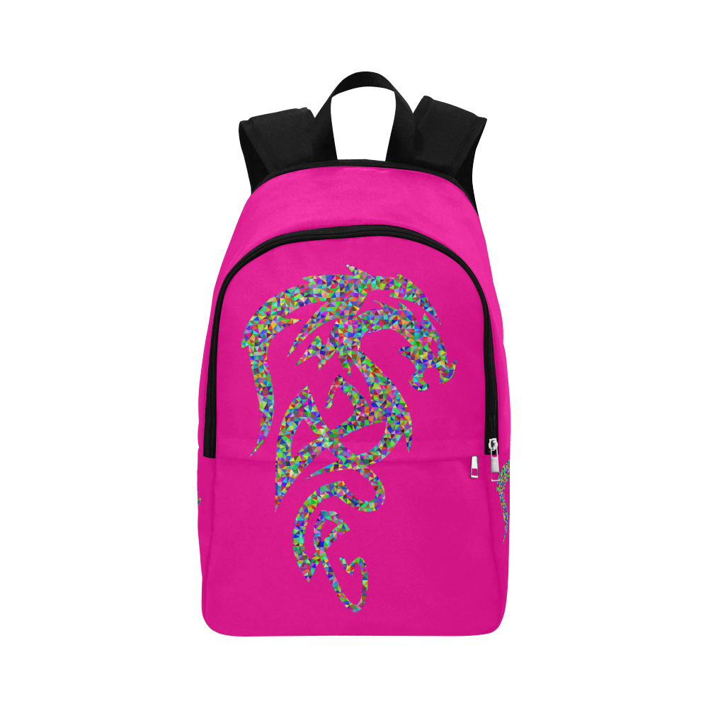 Abstract Tribal Dragon Hot Pink Fabric Backpack for Adult (Model 1659 ...