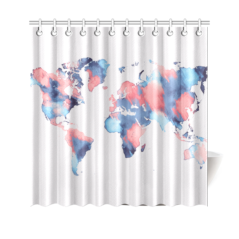 world map Shower Curtain 69"x70" | ID: D1728337