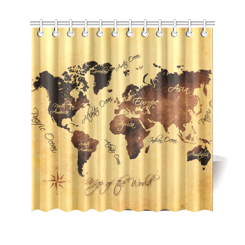 world map Shower Curtain 69"x70" | ID: D1728345