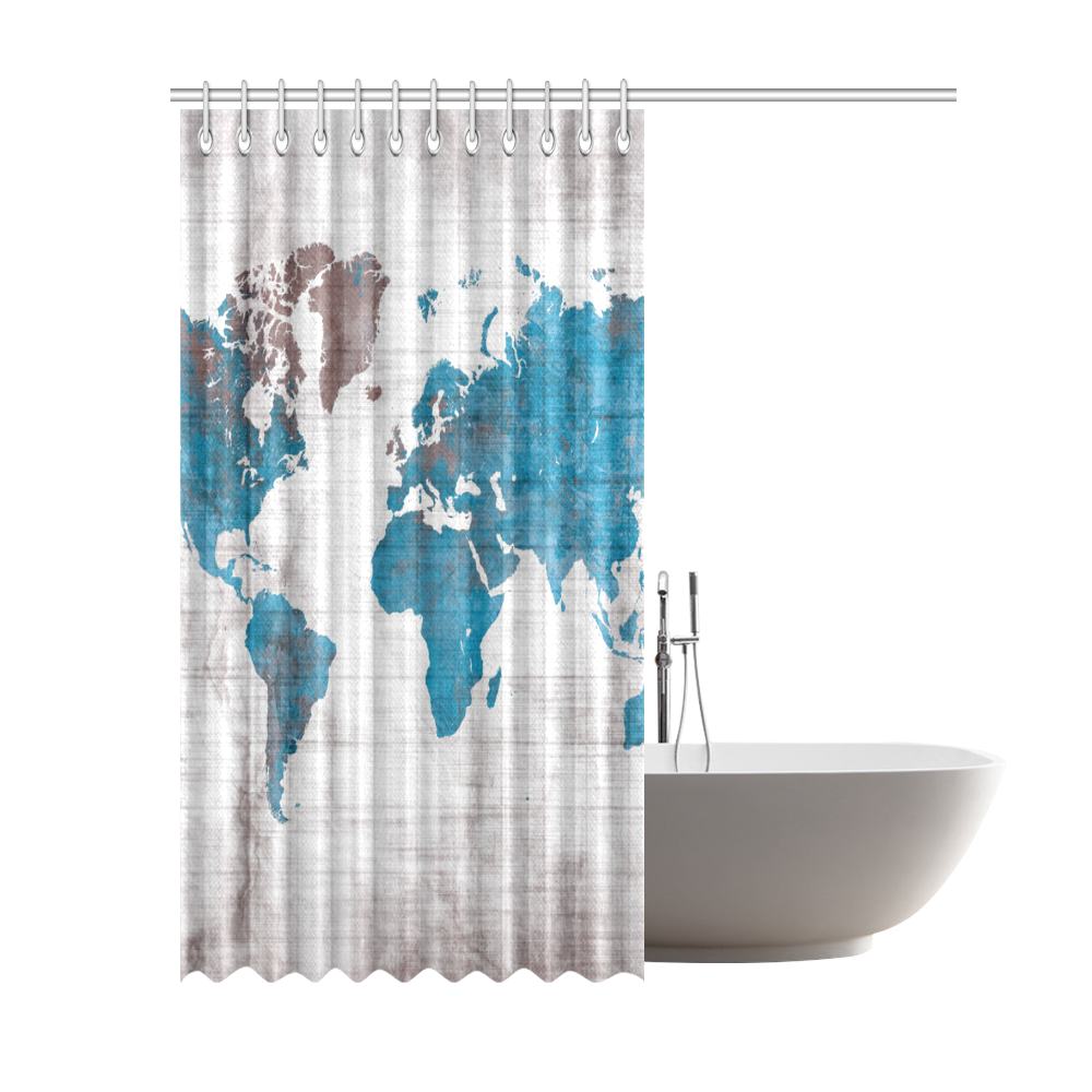 world map Shower Curtain 69"x84" | ID: D1728287