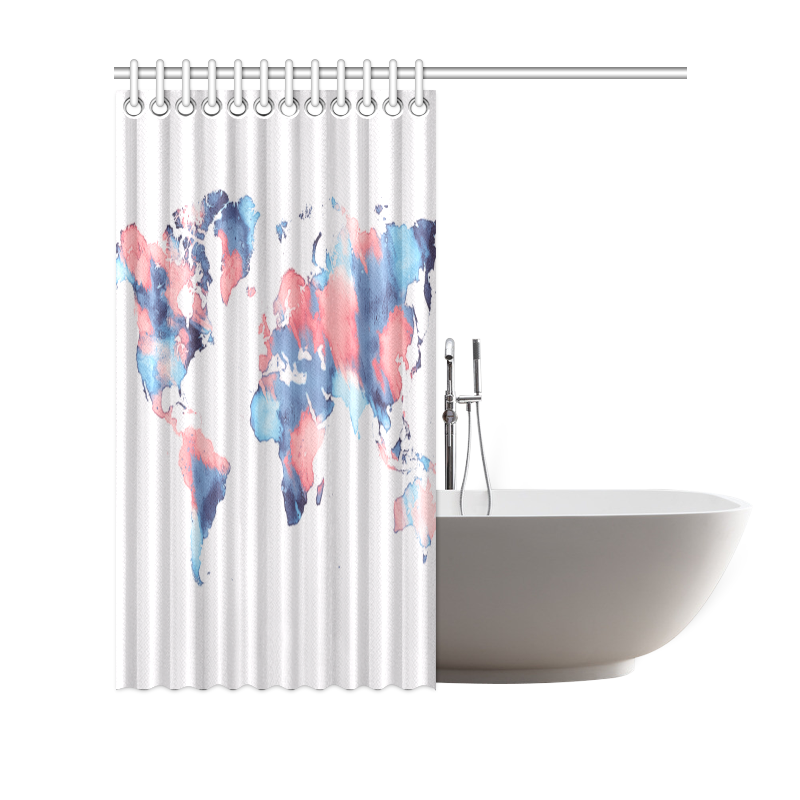 world map Shower Curtain 69"x70" | ID: D1728337