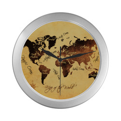 world map Silver Color Wall Clock | ID: D1728622