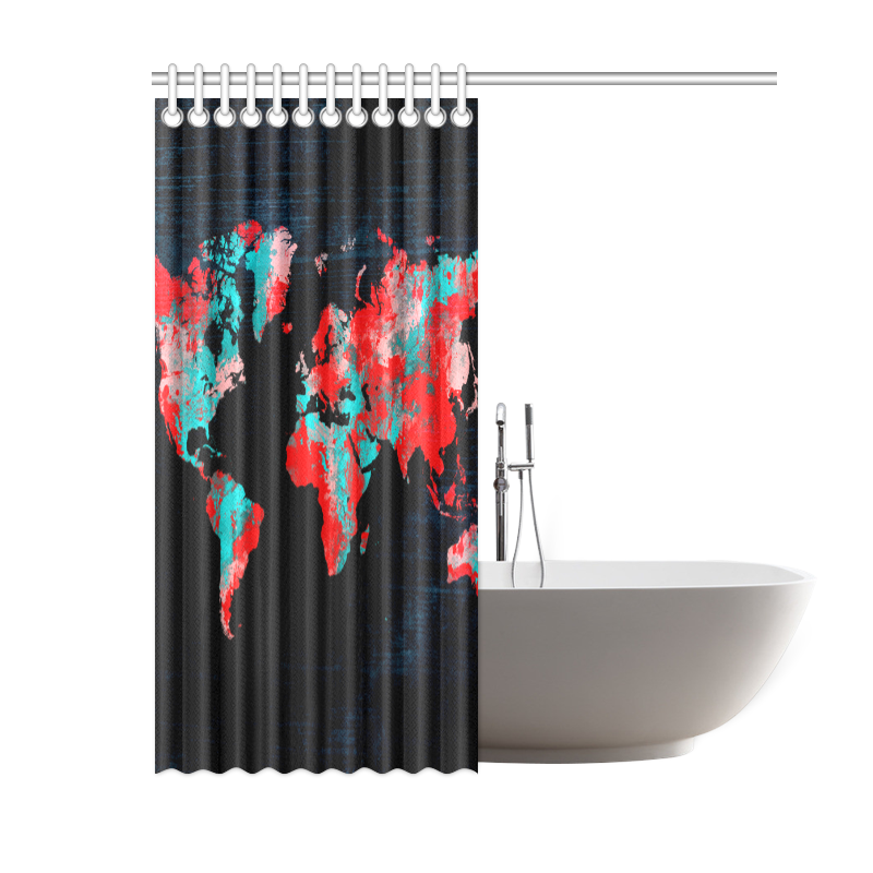 world map Shower Curtain 60"x72" | ID: D1728324