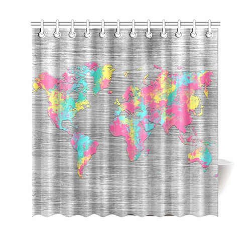 world map Shower Curtain 69"x70" | ID: D1728329
