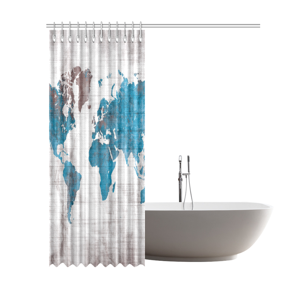 world map Shower Curtain 69"x84" | ID: D1728287