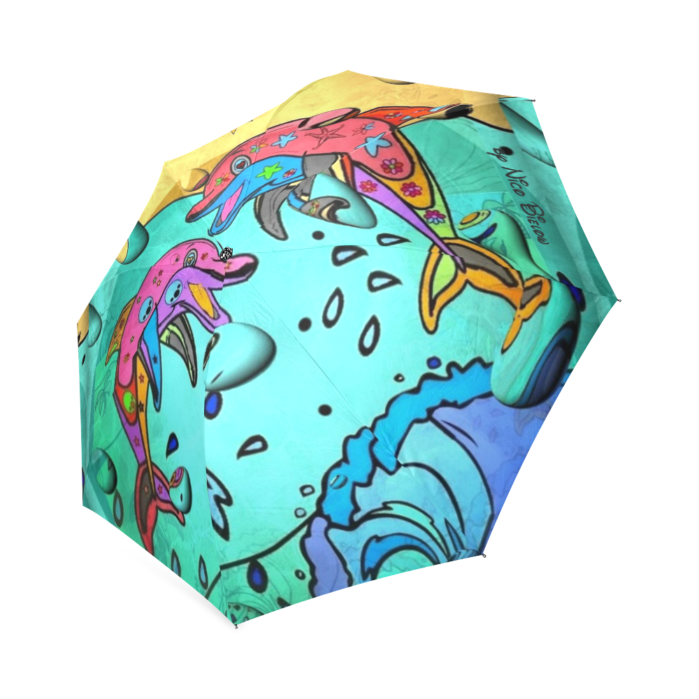 Dolphin Popart by Nico Bielow Foldable Umbrella (Model U01) | ID: D1736090