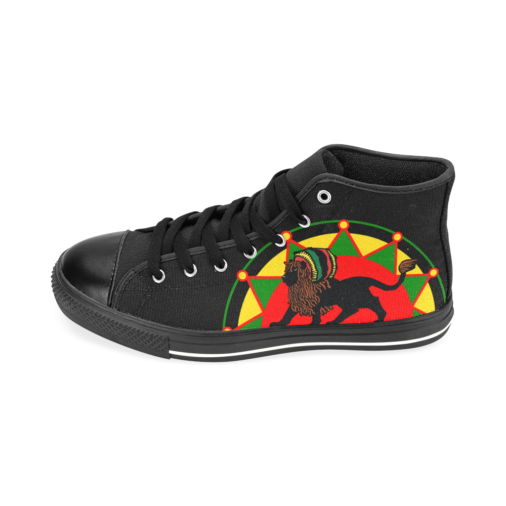 Jah King Rasta Lion Men’s Classic High Top Canvas Shoes /Large Size ...