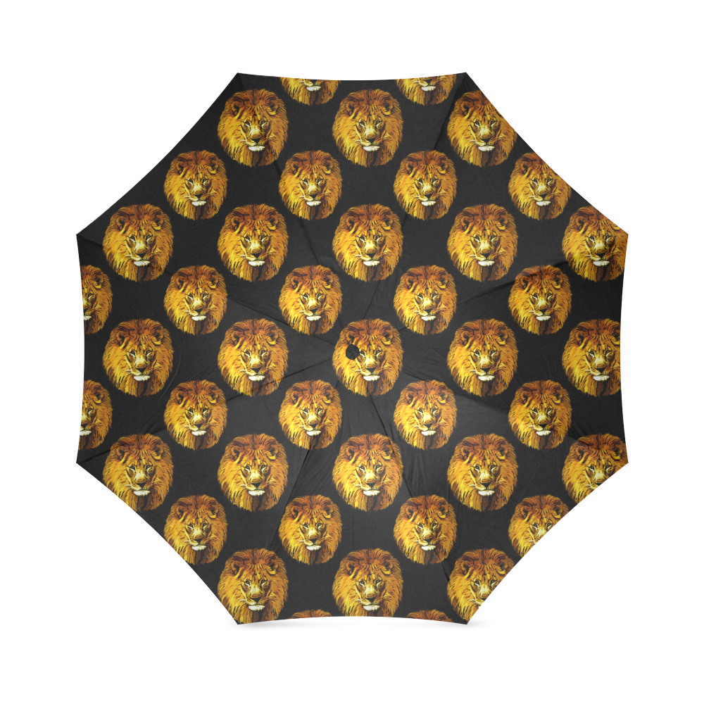Igbo African Lion Pattern Foldable Umbrella (Model U01) | ID: D1754508