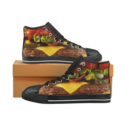 BACON CHEESEBURGER High Top Canvas Shoes for Kid (Model 017) | ID: D1778405