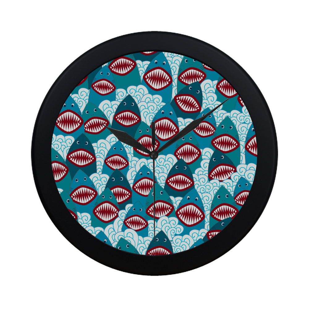 Angry Sharks Circular Plastic Wall clock | ID: D1799411