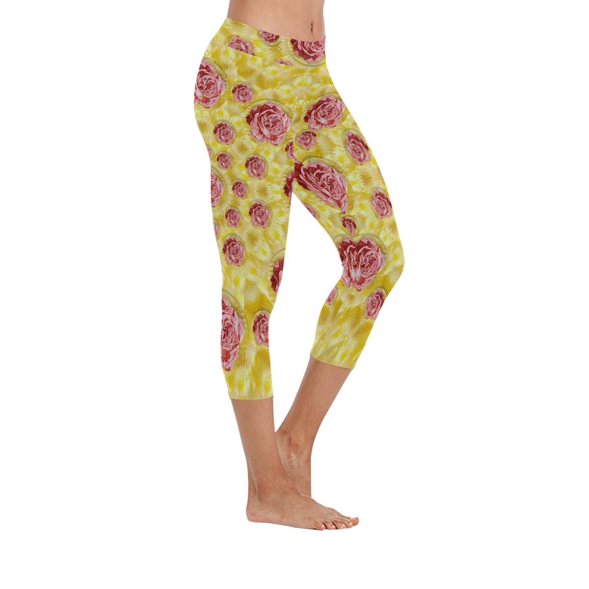 roses and fantasy roses Women's Low Rise Capri Leggings (Invisible ...