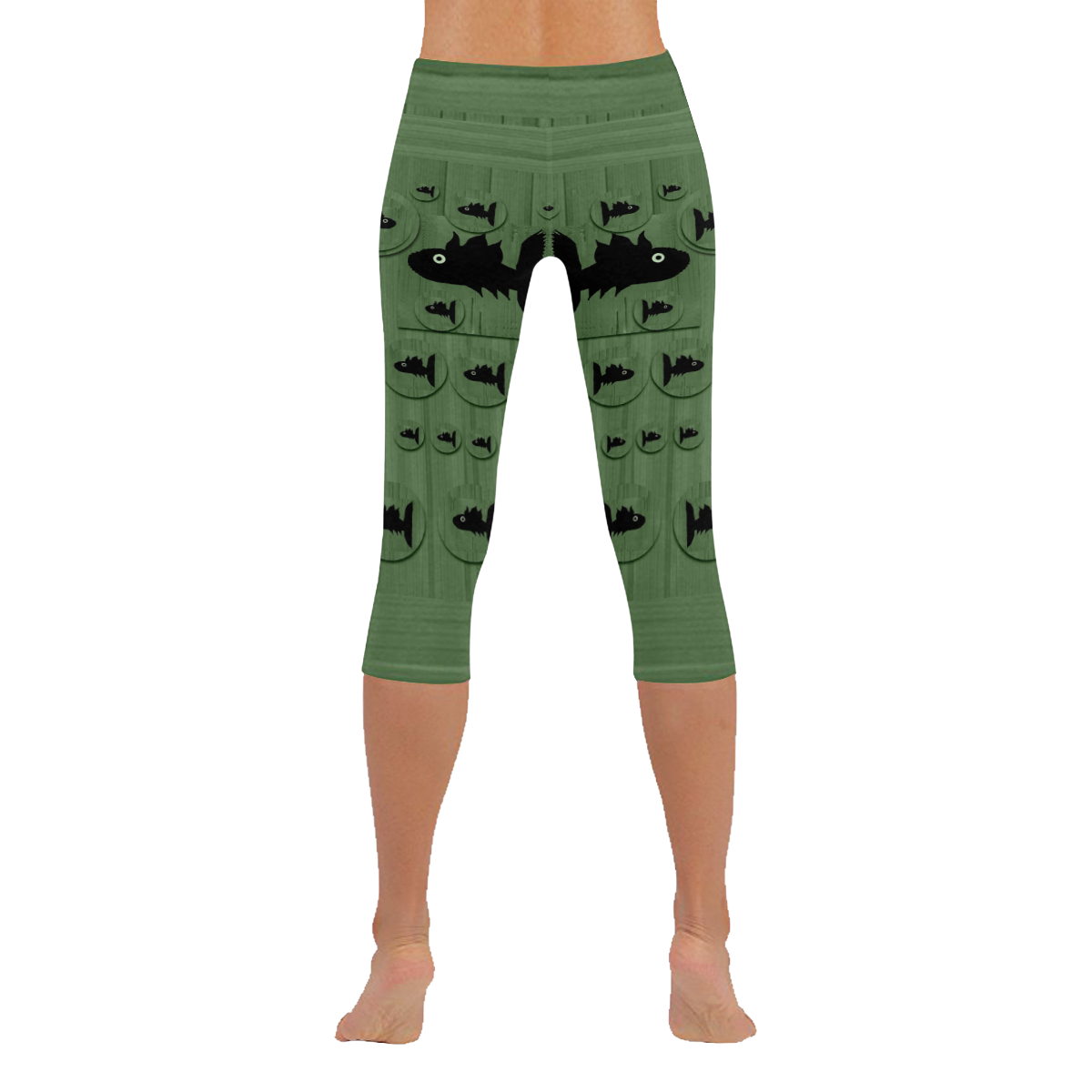 Pescado fish con pasta and baby fishes Women's Low Rise Capri Leggings ...