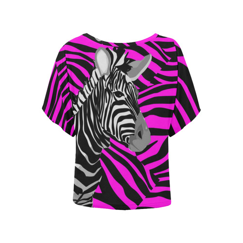Skeptically looking ZEBRA on Pink Zebra Stripes Women's Batwing-Sleeved ...