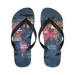 world map #world #map Flip Flops for Men/Women (Model 040) | ID: D1862803