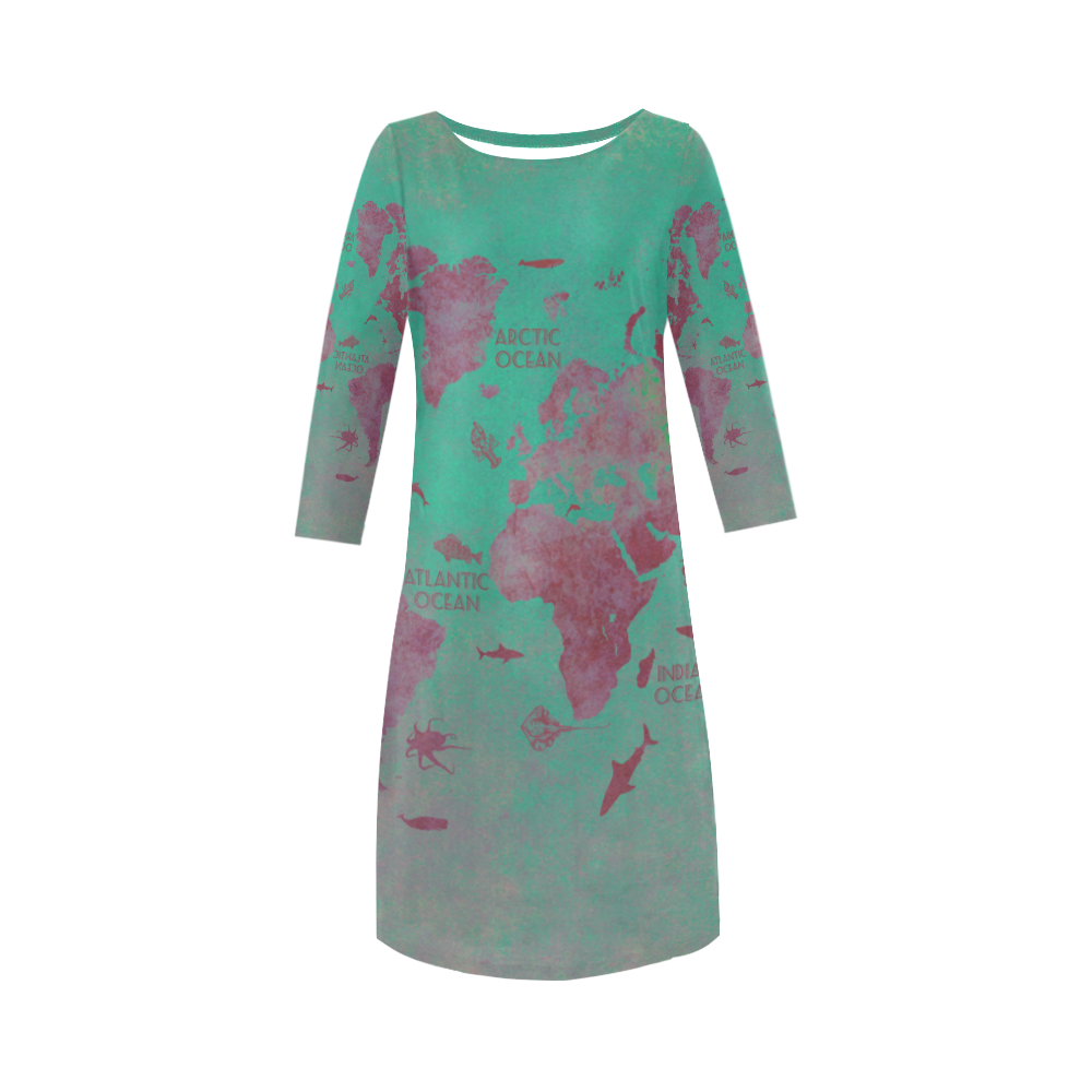 world map #world #map Round Collar Dress (D22) | ID: D1862952