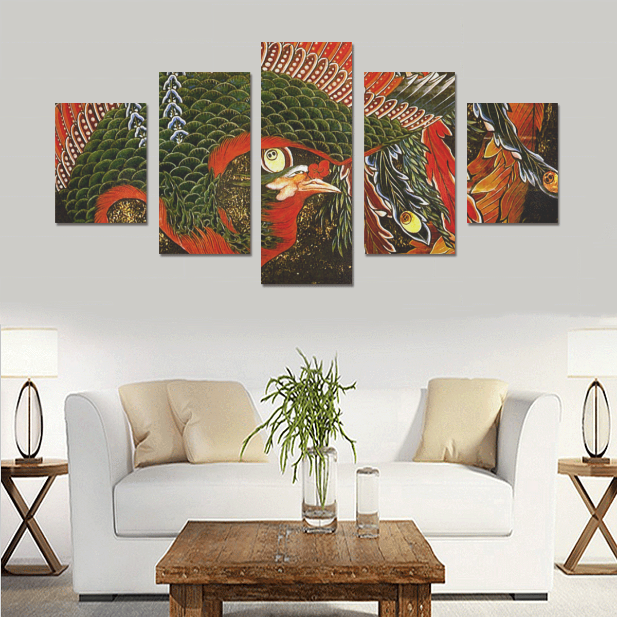 Hokusai Phoenix Firebird Goddess Japanese Canvas Print Sets B (No Frame ...