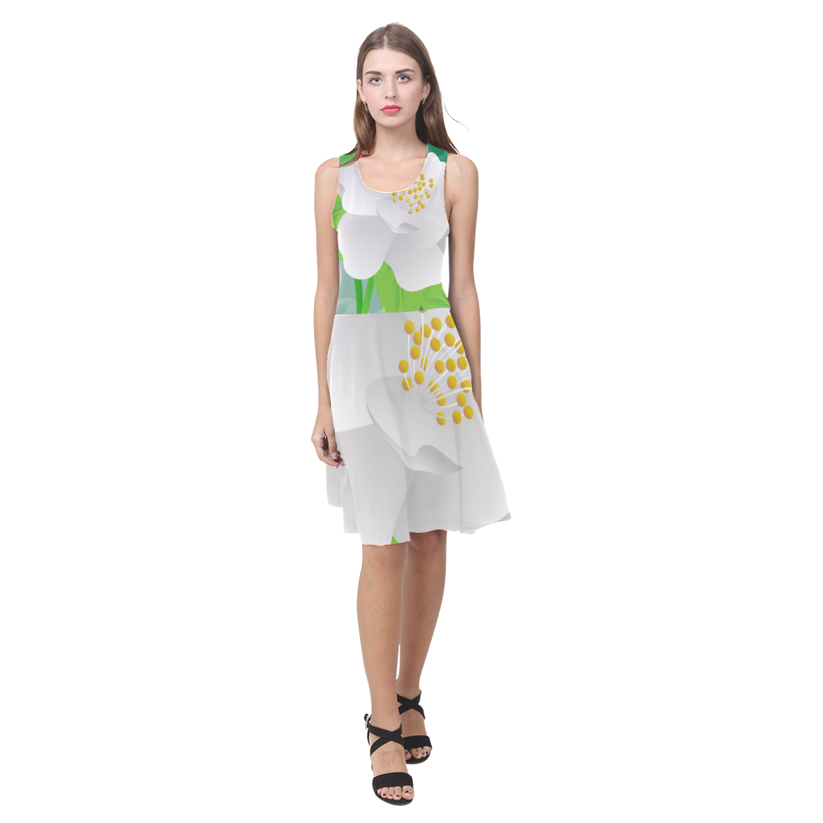 White Jasmine Beautiful Floral Atalanta Casual Sundress(Model D04) | ID ...