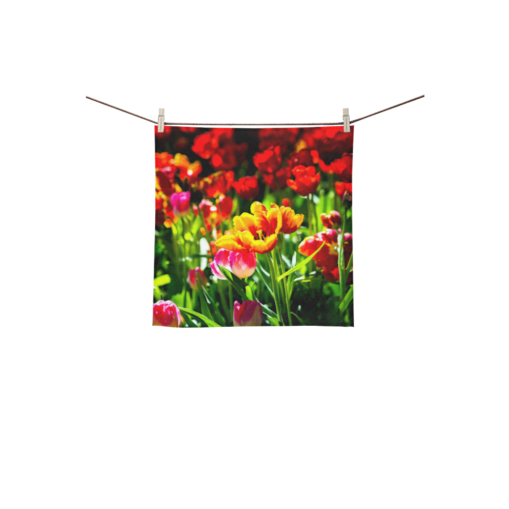 Tulip Flower Colorful Beautiful Spring Floral Square Towel 13“x13” | ID ...
