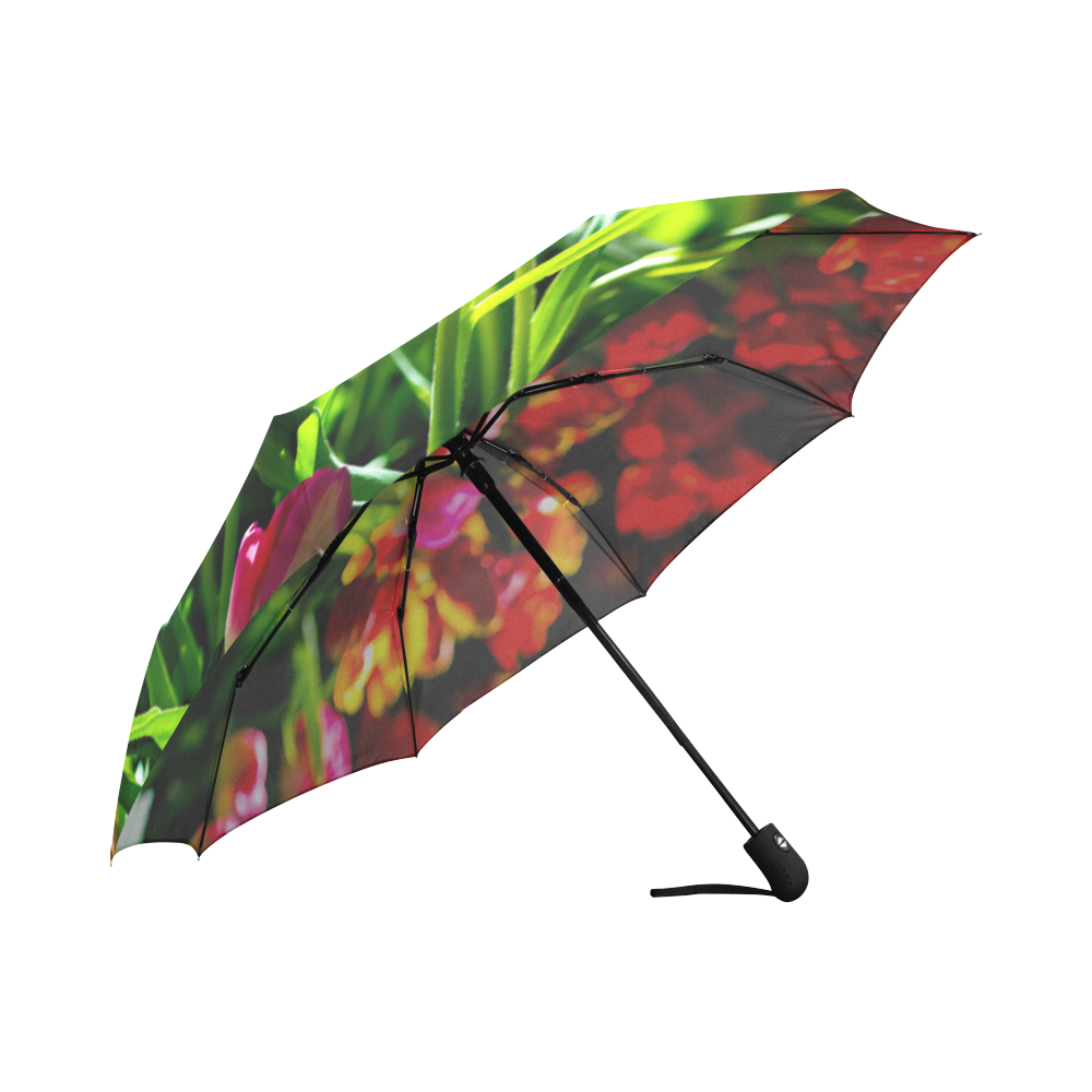 Tulip Flower Colorful Beautiful Spring Floral Auto-Foldable Umbrella ...