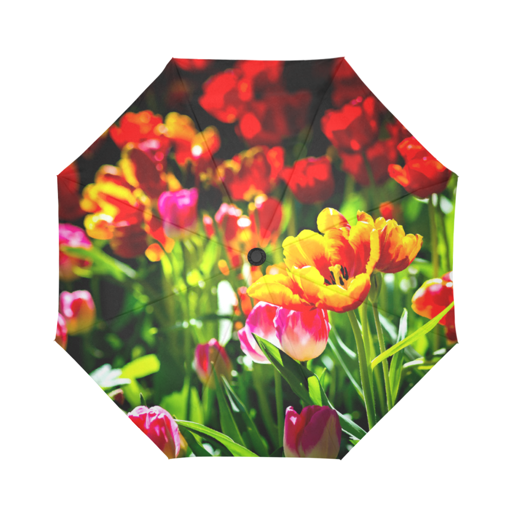 Tulip Flower Colorful Beautiful Spring Floral Auto-Foldable Umbrella ...