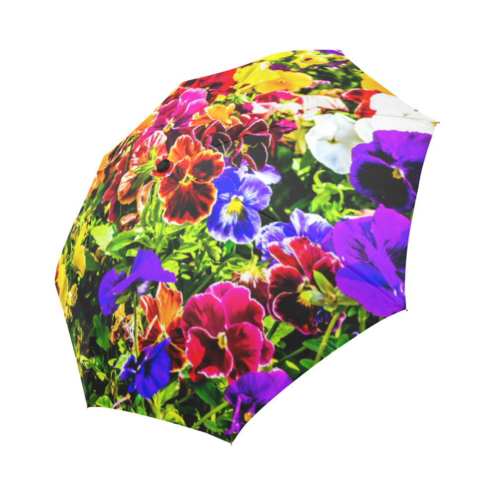 Viola Tricolor Flower colorful beautiful spring Auto-Foldable Umbrella ...