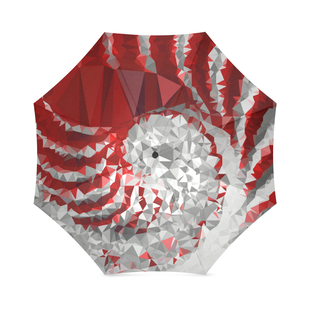 Red and White Stripes Triangles Geometric Foldable Umbrella (Model U01 ...