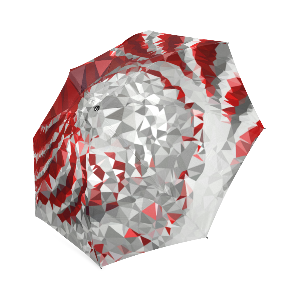 Red and White Stripes Triangles Geometric Foldable Umbrella (Model U01 ...