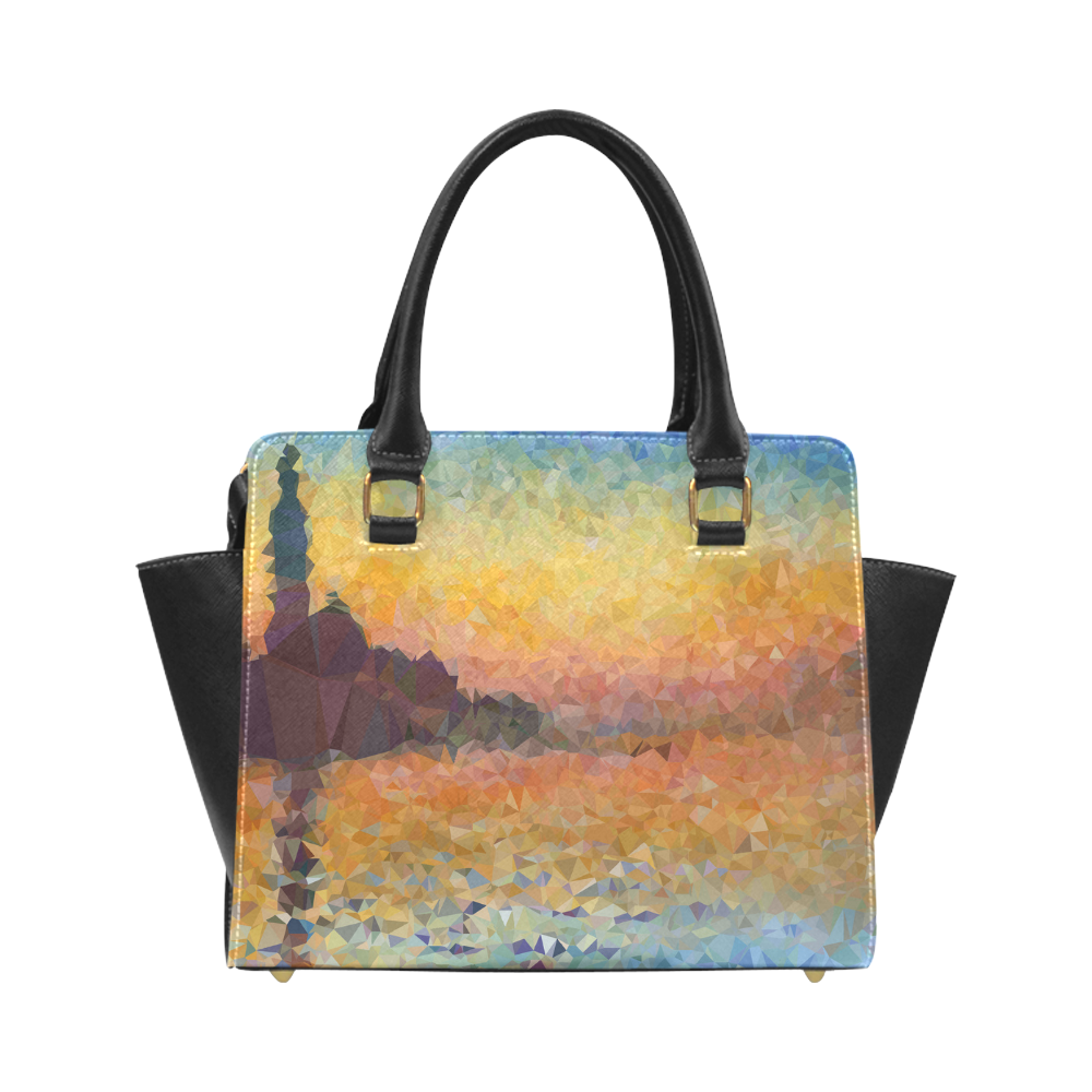 Sunset Venice Abstract Geometric Triangles Classic Shoulder Handbag ...