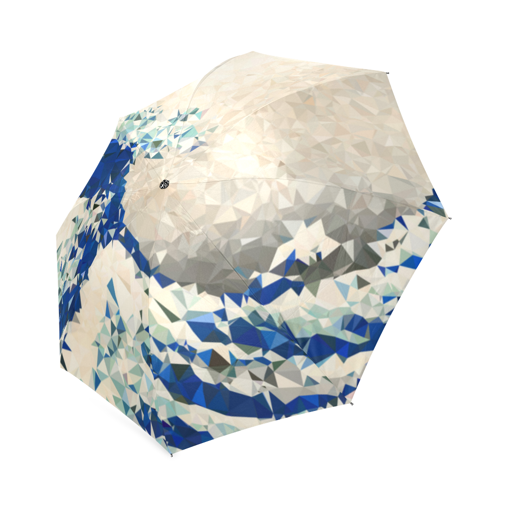 Great Wave Off Kanagawa Hokusai Triangles Foldable Umbrella (Model U01 ...
